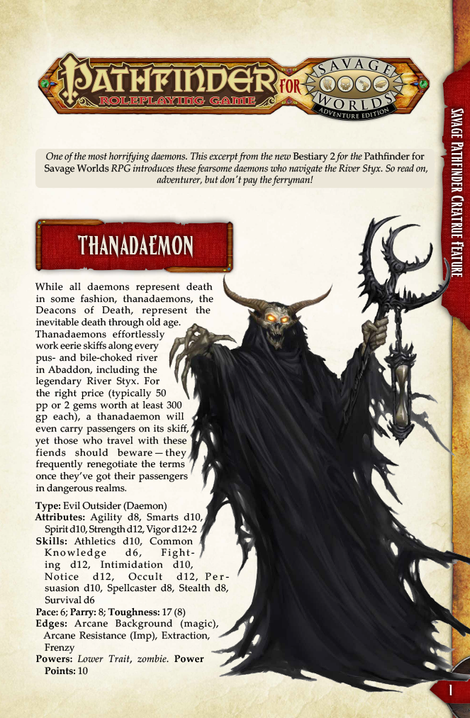 Pathfinder® for Savage Worlds Thanadaemon Preview - Pinnacle ...