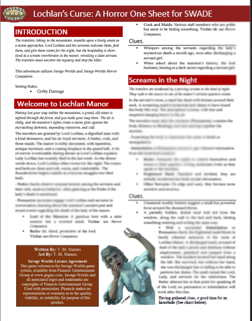 Lochlan's Curse: A Horror One Sheet For SWADE - Pinnacle Entertainment ...