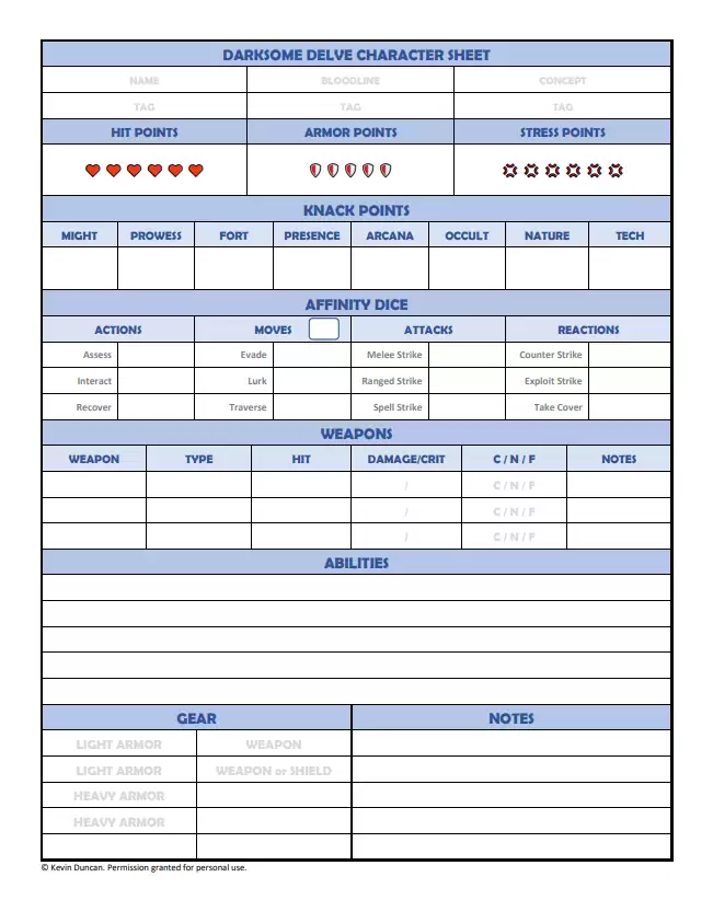 Darksome Delve - Character Sheet - Surprise Threat! | DriveThruRPG