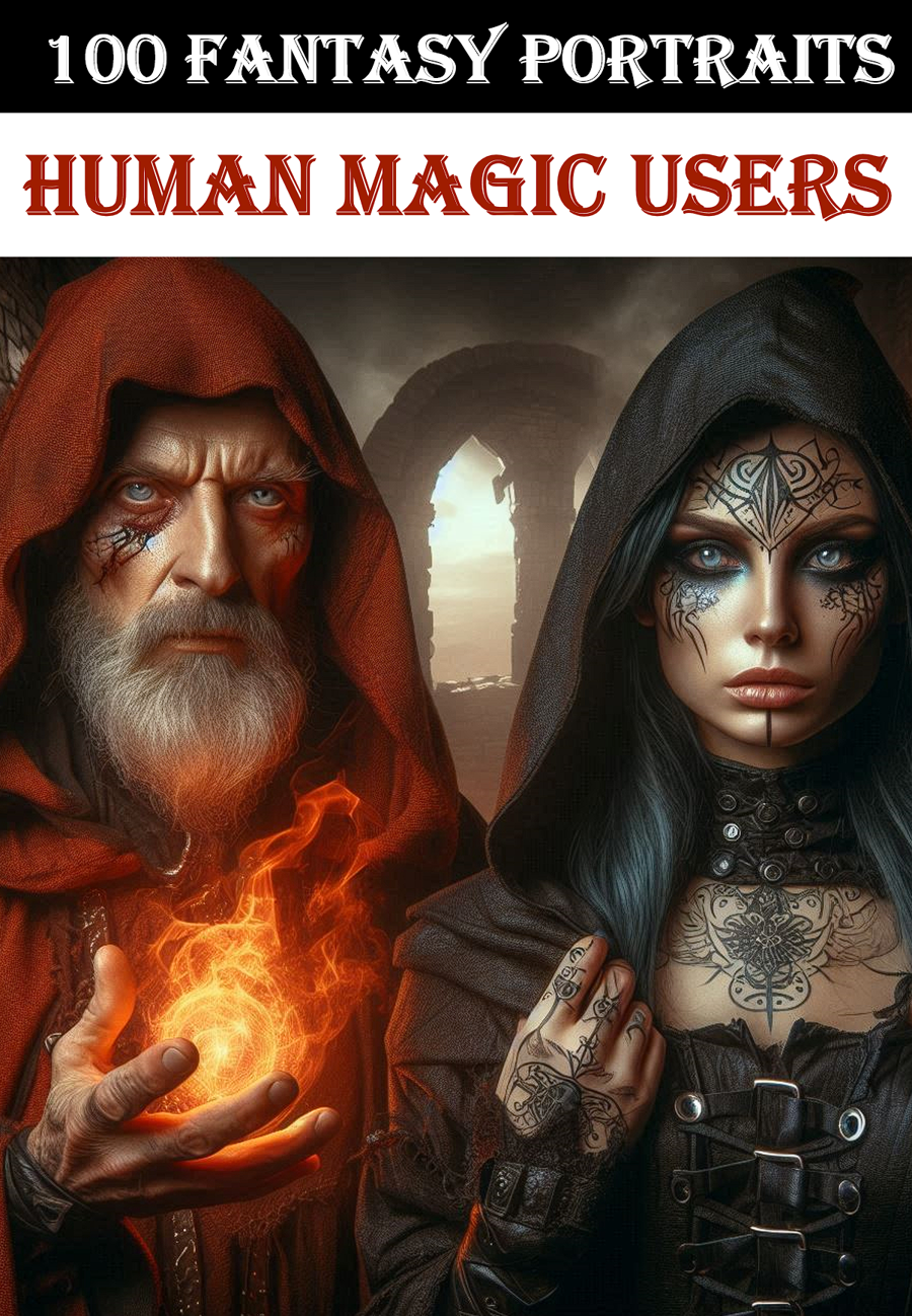 100 FANTASY PORTRAITS: Human Magic Users - Darkhand | DriveThruRPG