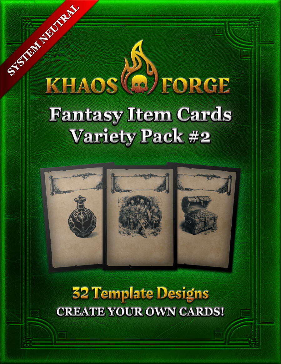 Khaos Forge - Fantasy Item Cards - Variety Pack #2 (32 Templates ...