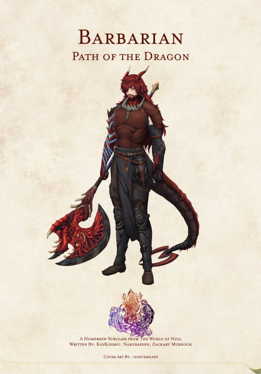 Path of the Dragon: A Barbarian Subclass - World of Null | DriveThruRPG