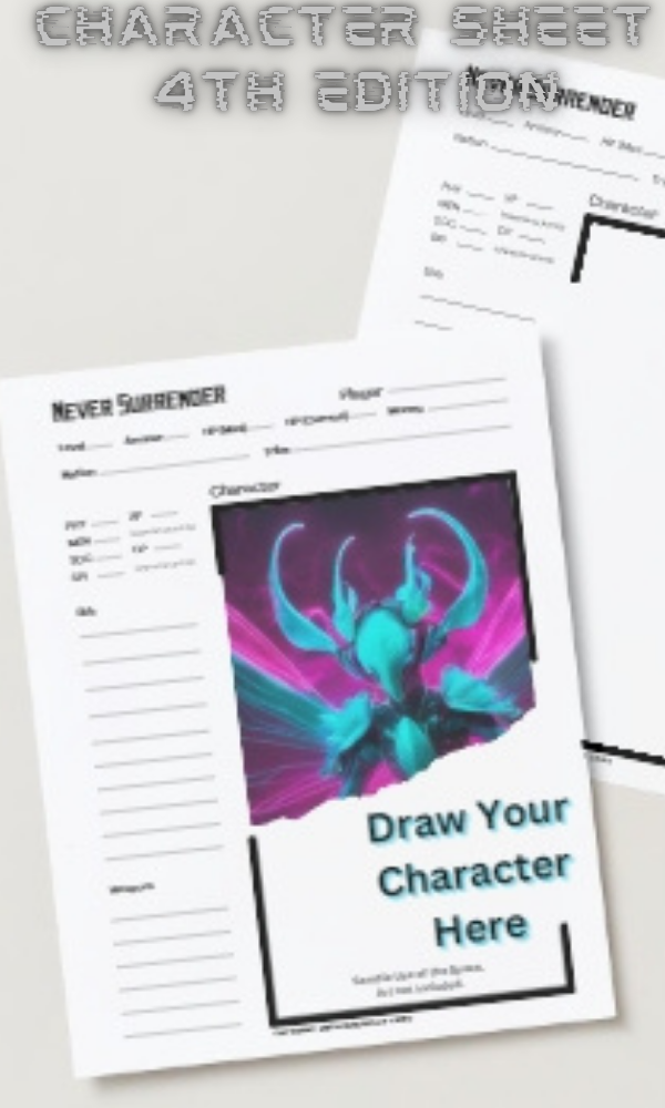 Never Surrender RPG Character Sheet 4th Edition V2.0 - Stellar Forge | DriveThruRPG