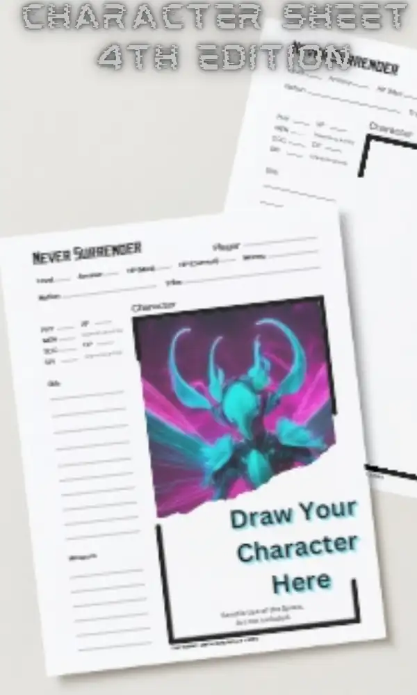 Never Surrender RPG Character Sheet 4th Edition V2.0 - Stellar Forge ...