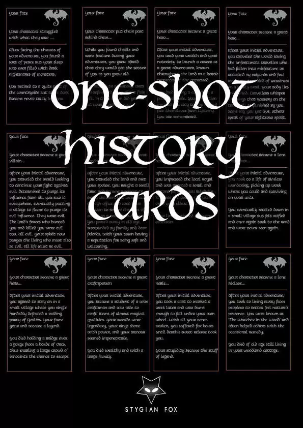 One-Shot History Cards (Fantasy) - Stygian Fox | The Dragons of Britain | DriveThruRPG