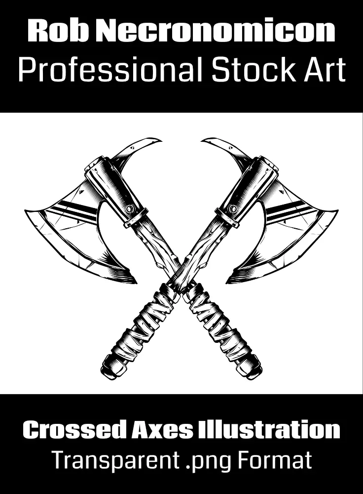 Crossed Axes Fantasy Illustration - TTRPG Stock Art - Rob Necronomicon ...