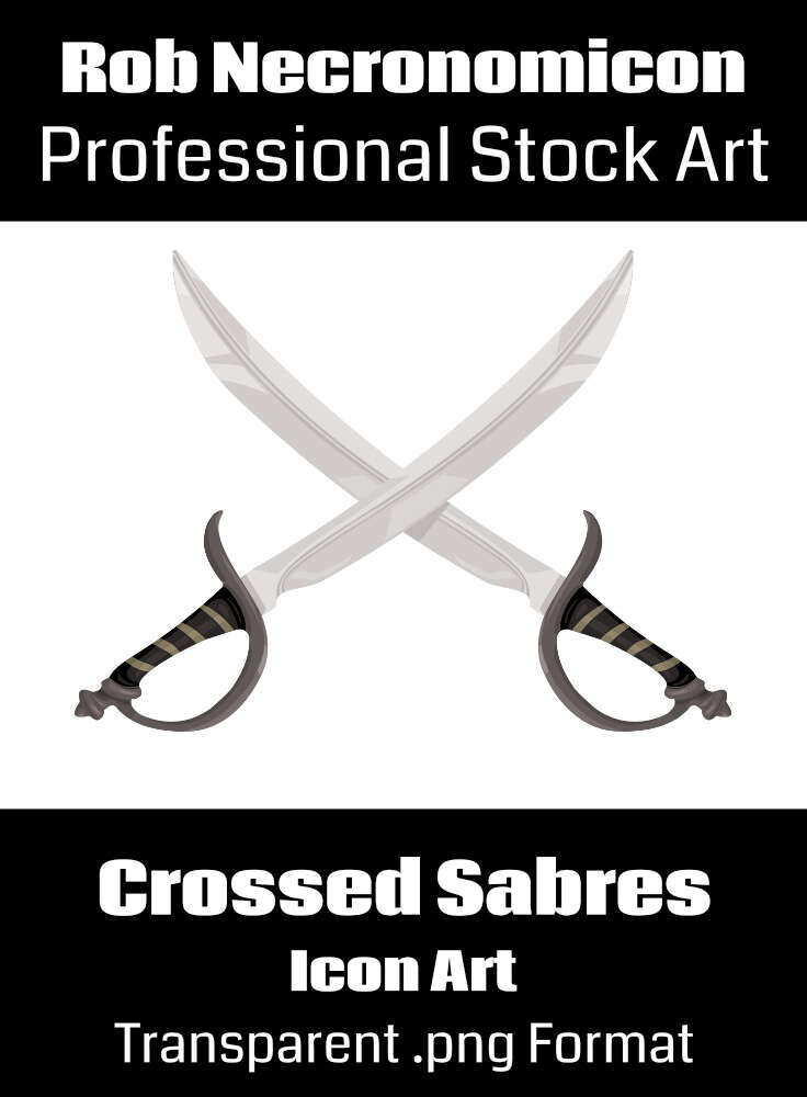 Crossed Sabre Swords - Fantasy Stock Art Icon Filler Illustration - Rob Necronomicon | DriveThruRPG