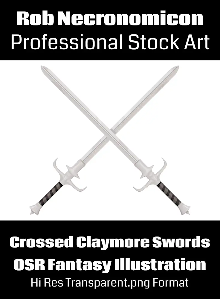 Crossed Claymore Swords - Fantasy Stock Art Icon Filler Illustration ...