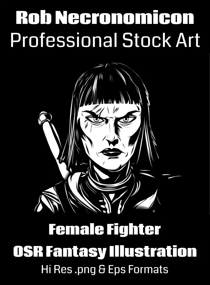 Female Fighter - OSR Fantasy Stock Art Illustration - Rob Necronomicon ...