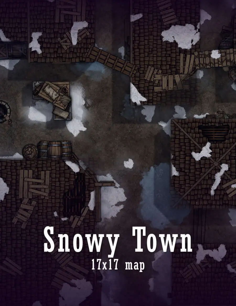 Snowy Town Battle Map - DimaJeydar | DriveThruRPG