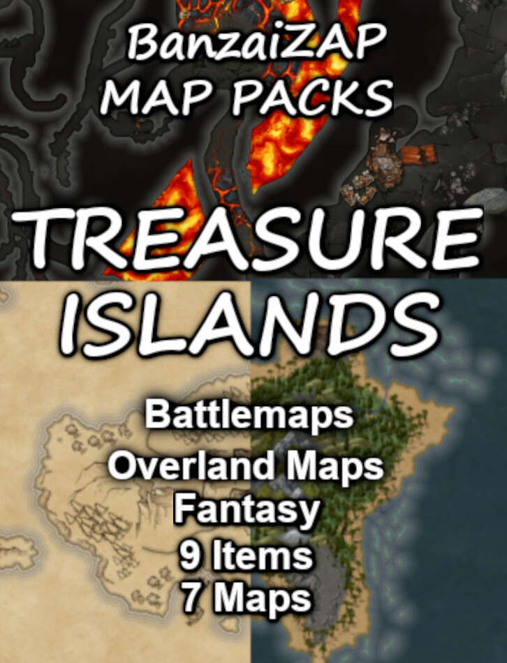 Treasure Islands Map Pack - BanzaiZAP | DriveThruRPG