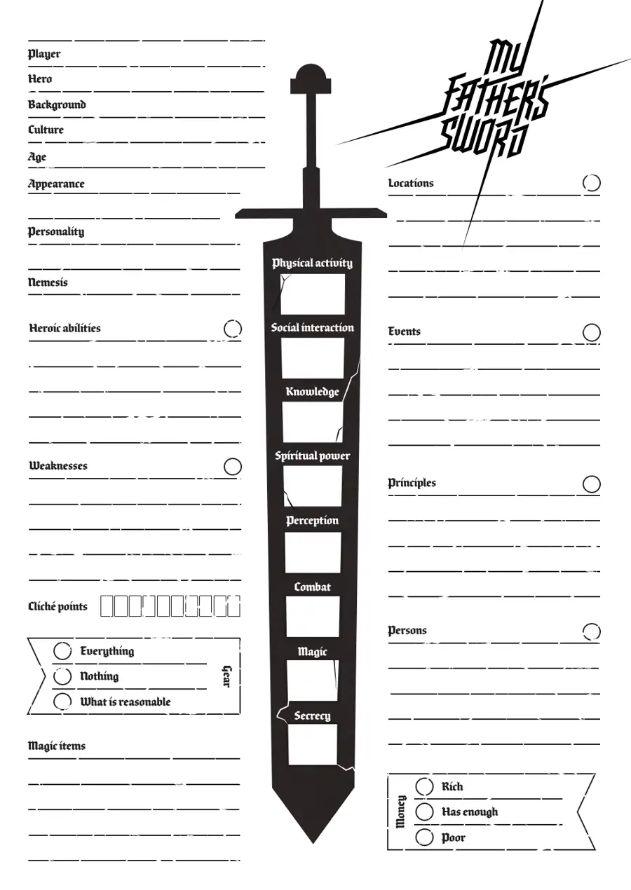 My Father's Sword - Character Sheet - Nordic Skalds | DriveThruRPG