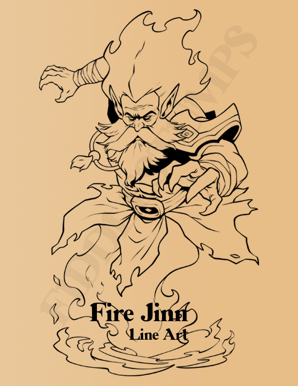 Fire Jinn (Line Art) - Fiddlestump's RPG Stock Art | Stock Art ...