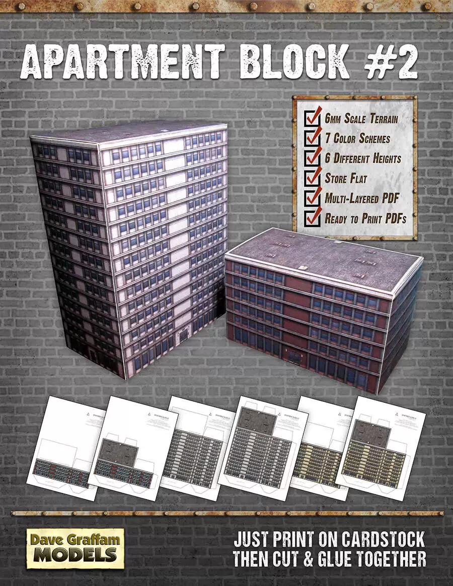 Apartment Block #2 Paper Model - Dave Graffam Models | DriveThruRPG