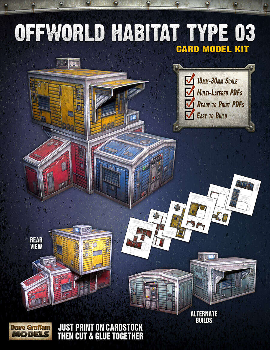 Offworld Habitat Type 03 Card Model Kit - Dave Graffam Models | Sci-Fi ...