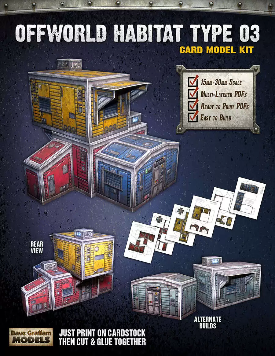 Offworld Habitat Type 03 Card Model Kit - Dave Graffam Models | Sci-Fi ...