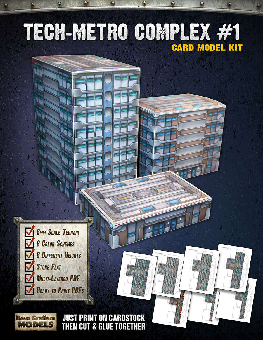Tech-Metro Complex #1 Card Model Kit - Dave Graffam Models | Sci-Fi ...