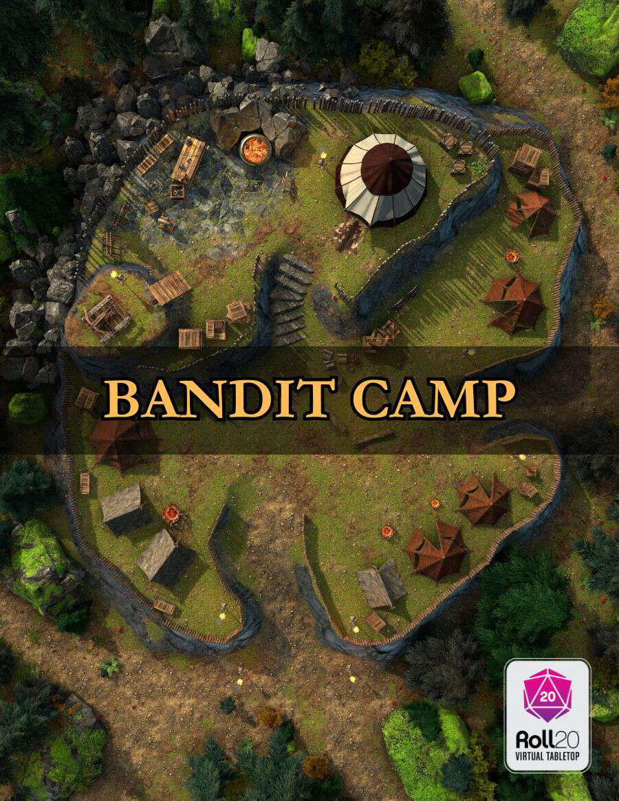 Bandit Camp Battlemap | 40x40 Forest Camp Map for Roll20 - Explorers ...