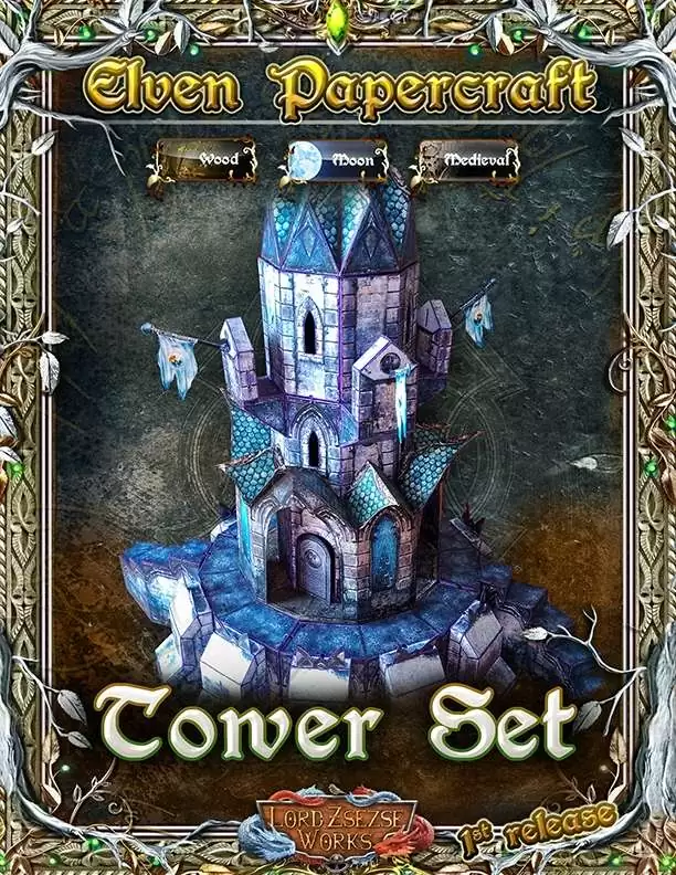 Elven Tower Set - Lord Zsezse Works | Paper models | DriveThruRPG
