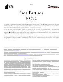 Fast Fantasy: NPCs 1 - Wild Hunt Games | DriveThruRPG