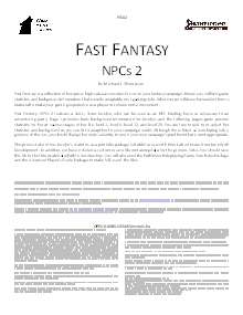 Fast Fantasy: NPCs 2 - Wild Hunt Games | DriveThruRPG