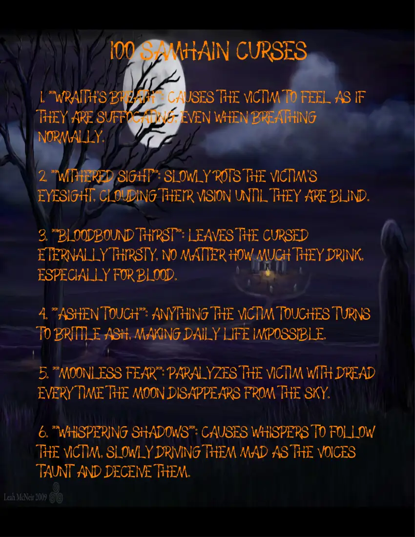 100 Samhain Curses - Rarr! I'm A Monster Publishing | Rarr! I'm A ...