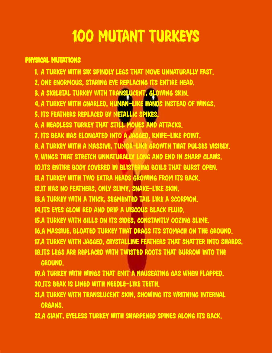 .100 mutant turkeys - Rarr! I'm A Monster Publishing | Rarr! I'm A ...