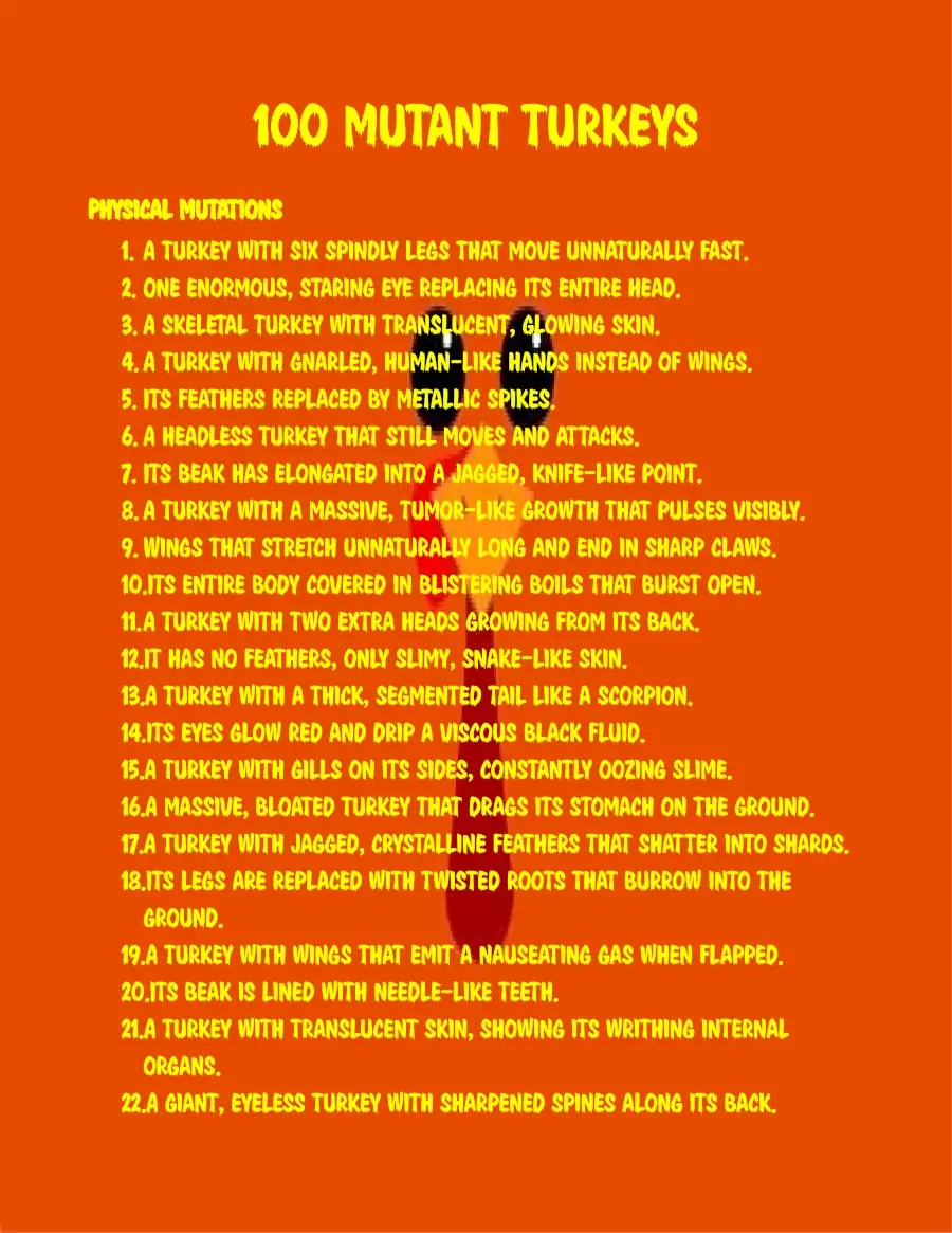 .100 mutant turkeys - Rarr! I'm A Monster Publishing | Rarr! I'm A ...