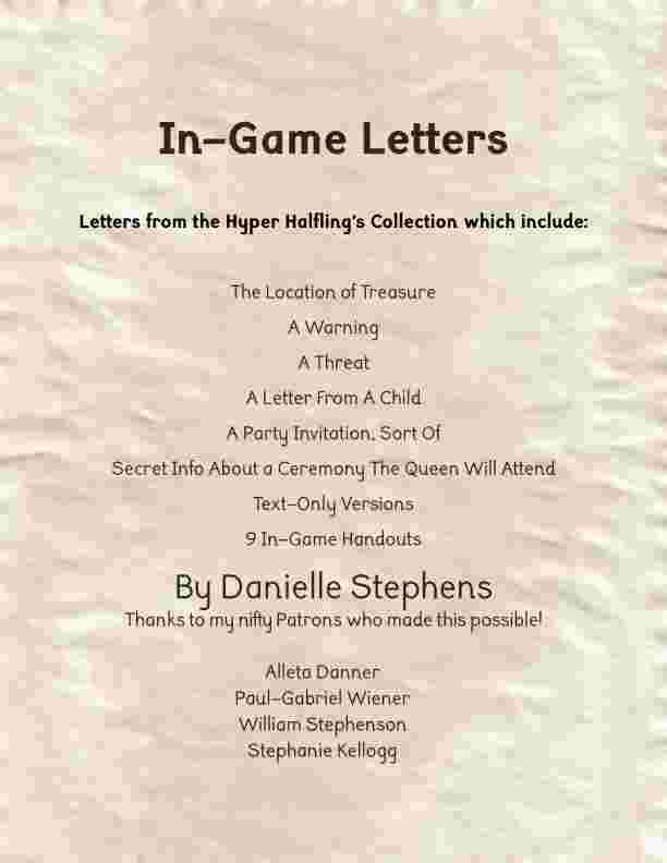 In-Game Letters 1 (Letters from the Hyper Halfling's Collection ...