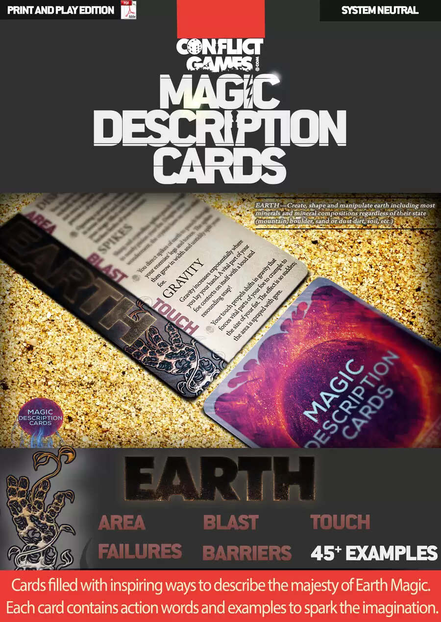 Magic Description Cards: EARTH MAGIC - Conflict Games, LLC | DriveThruRPG