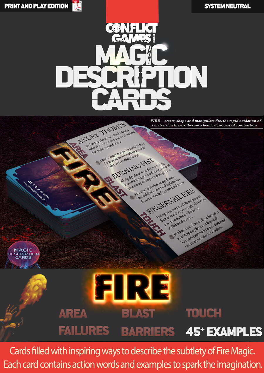 Magic Description Cards: FIRE MAGIC - Conflict Games, LLC | DriveThruRPG