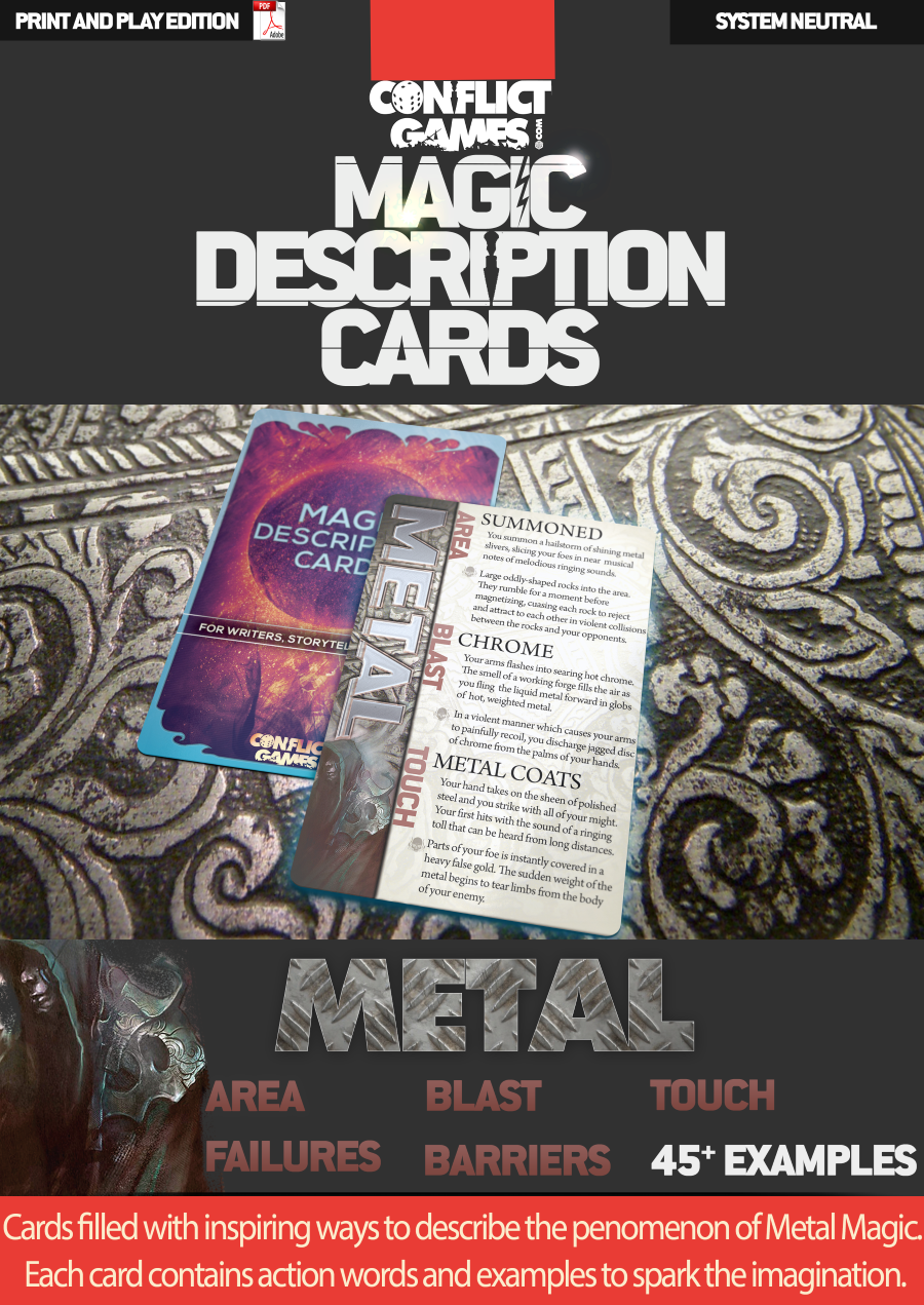Magic Description Cards: METAL MAGIC - Conflict Games, LLC | DriveThruRPG
