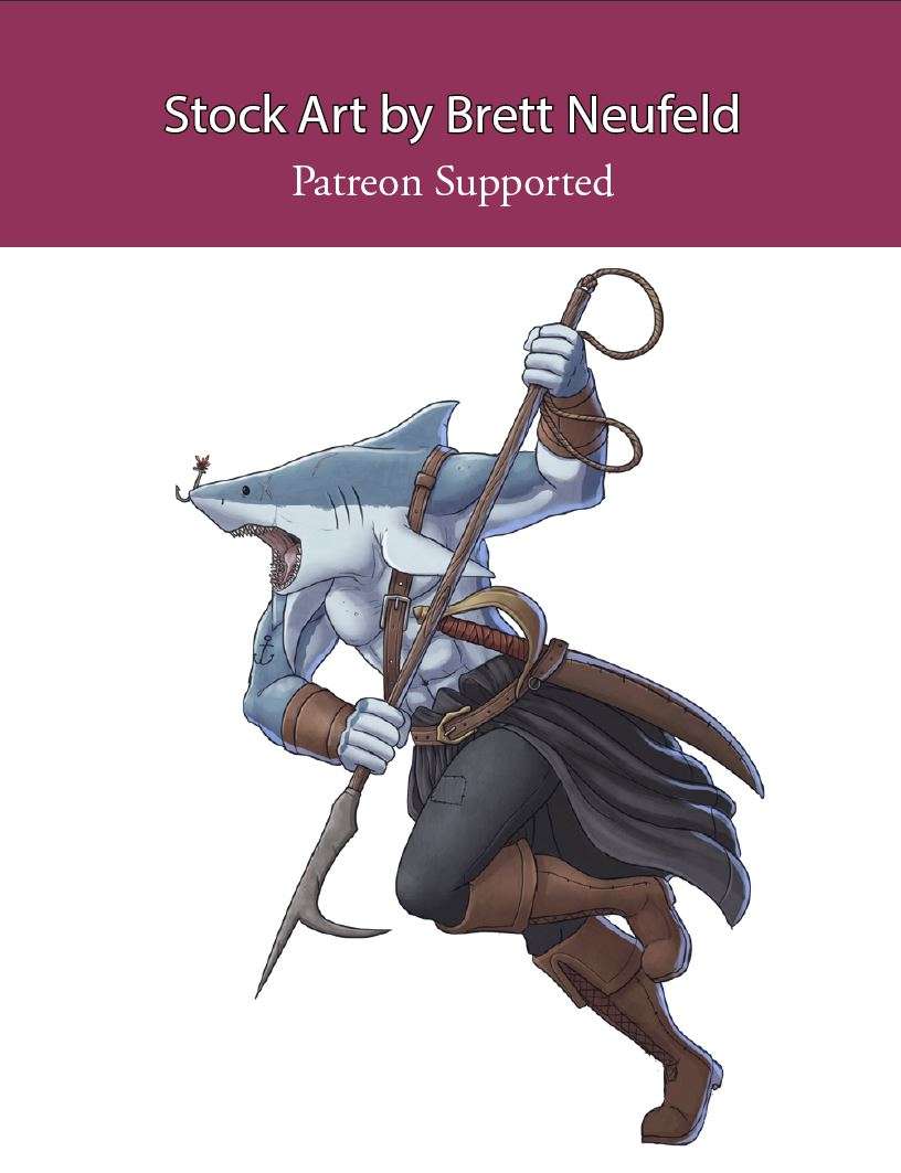 Stock Art: Male Wereshark Mariner - Purple Duck Games | Stock Art ...