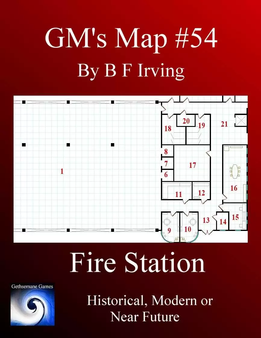 GM's Maps #54: Fire Station - Gethsemane Games | GMs Maps | DriveThruRPG