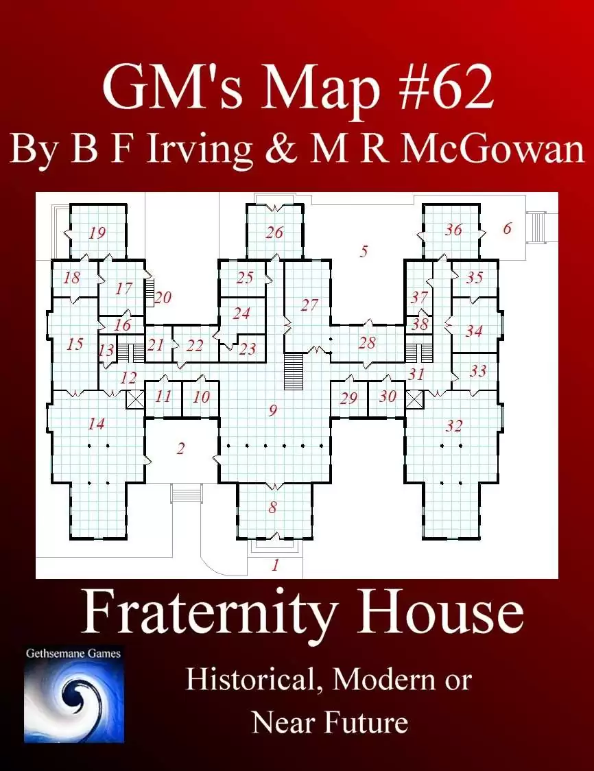 GM's Maps #62: Fraternity House - Gethsemane Games | GMs Maps | DriveThruRPG