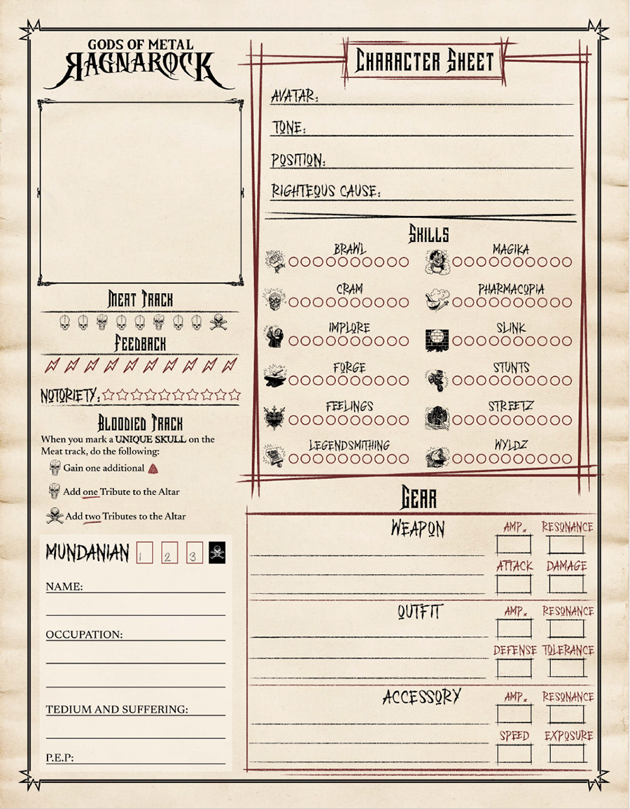 Gods of Metal: Ragnarock - Character Sheet V.2.1 - Hunters ...