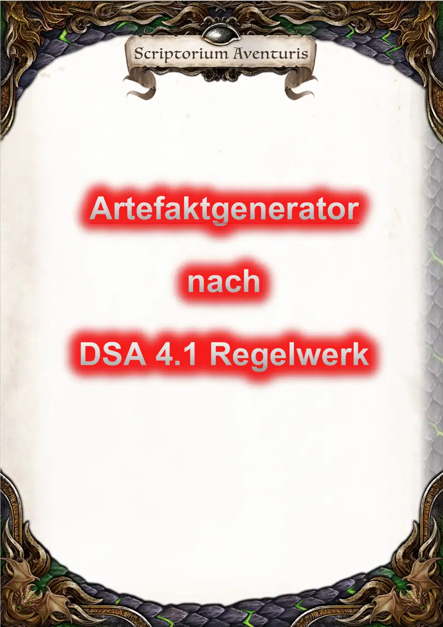 DSA Artefaktgenerator - Ulisses Spiele | Scriptorium Aventuris | DriveThruRPG