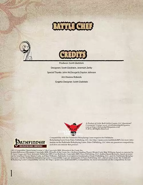 Battle Chef - Little Red Goblin Games | Pathfinder (1st Edition ...