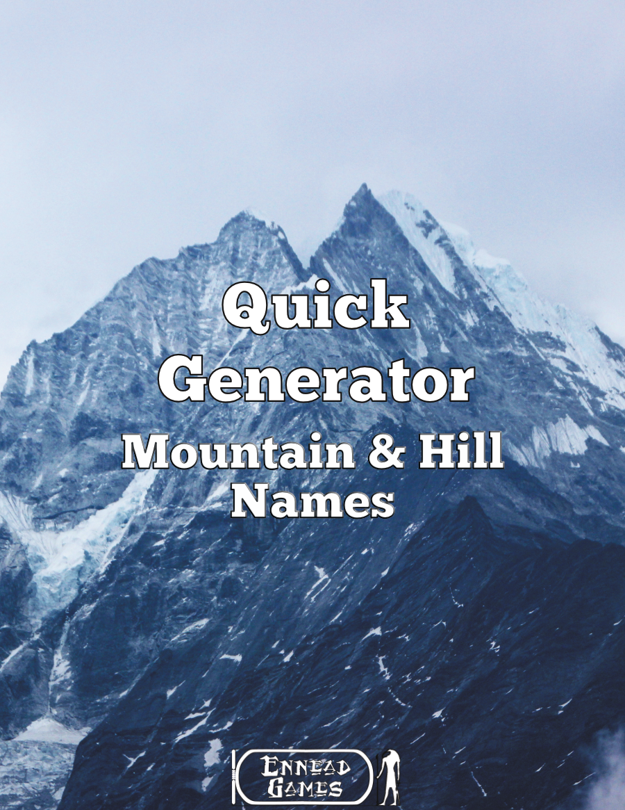 Quick Generator Mountain and Hill Names - Ennead Games | Quick Gens | DriveThruRPG