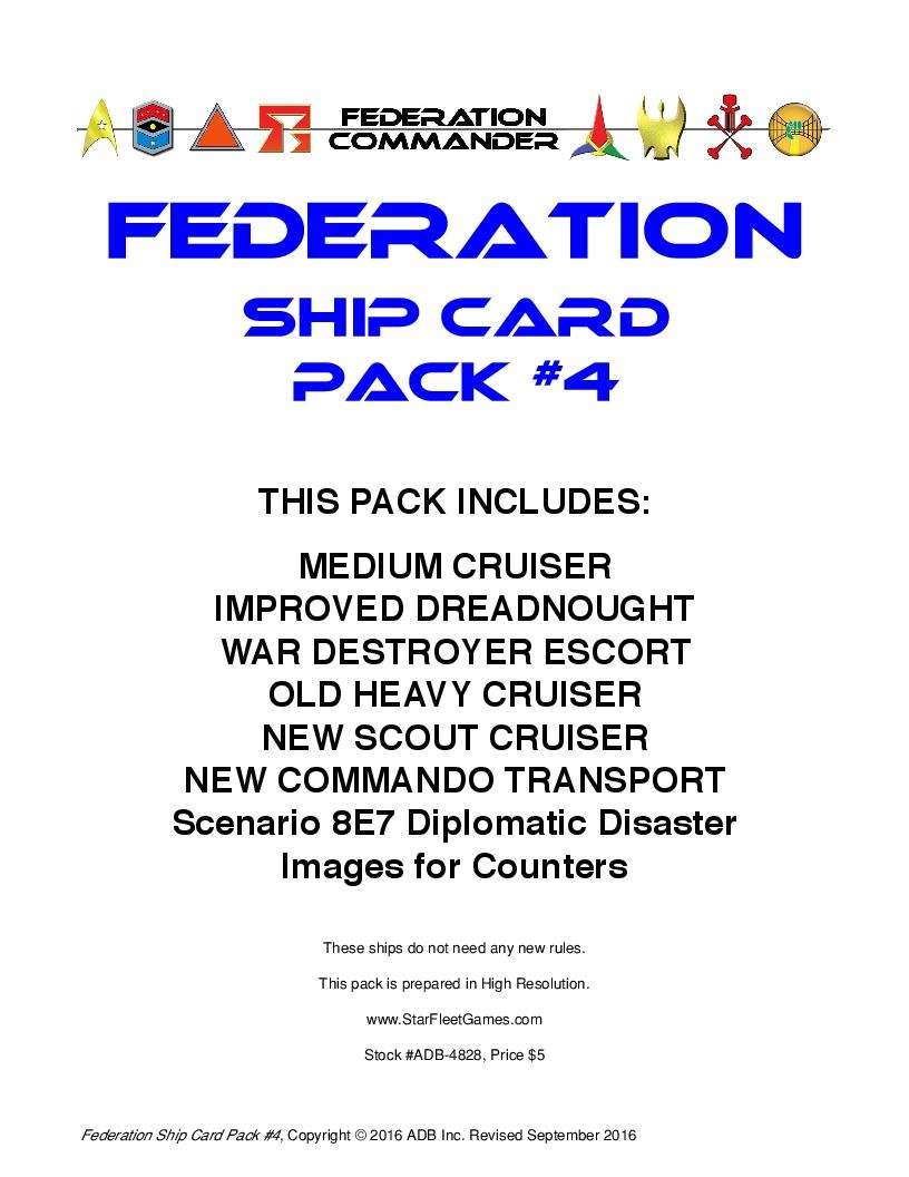 Federation Commander: Federation Ship Card Pack #4 - Amarillo Design ...