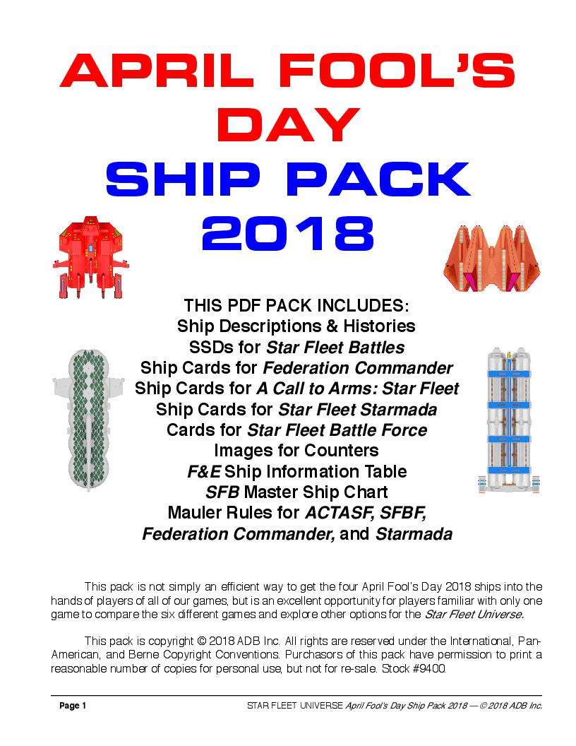 April Fool's Day Ship Pack 2018 - Amarillo Design Bureau | Starmada ...