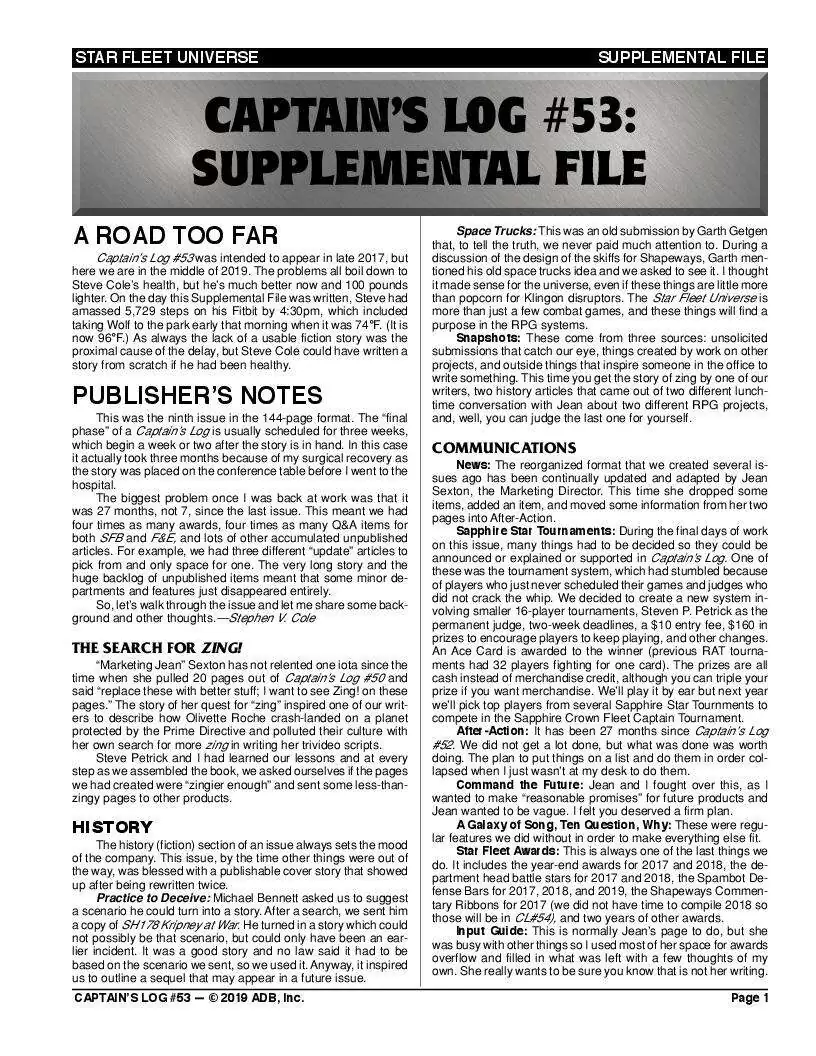 Captain's Log #53 Supplement - Amarillo Design Bureau | Captain's Log | Captain's Log | DriveThruRPG