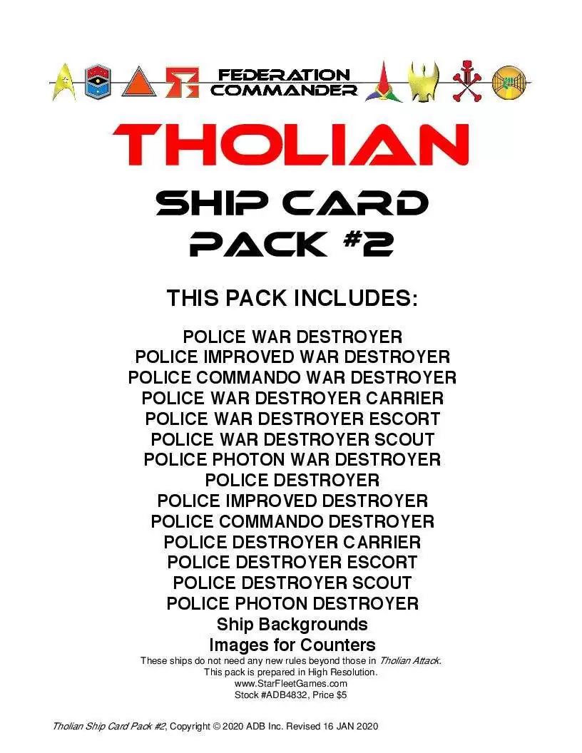 Federation Commander: Tholian Ship Card Pack #2 - Amarillo Design ...