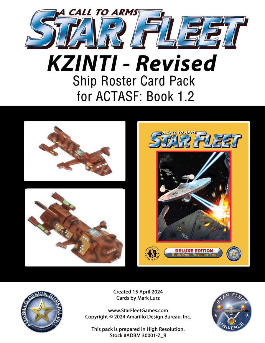 A Call to Arms: Star Fleet Book 1.2: Kzinti Ship Roster Card Pack ...