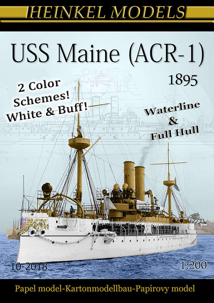 1/200 USS Maine (ACR-1) 1895 - Paper Model - Heinkel Models | DriveThruRPG