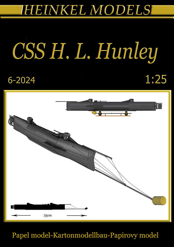 1/25 1862 CSS H. L. Hunley Submarine Paper Model - Heinkel Models | DriveThruRPG