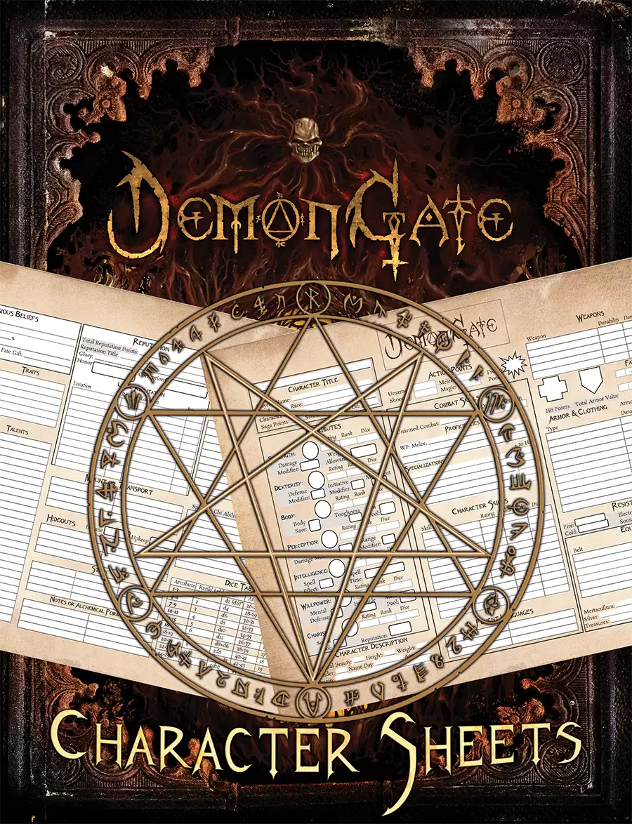Demon Gate: Character Sheets - Arcanum Syndicate | Demon Gate Products ...