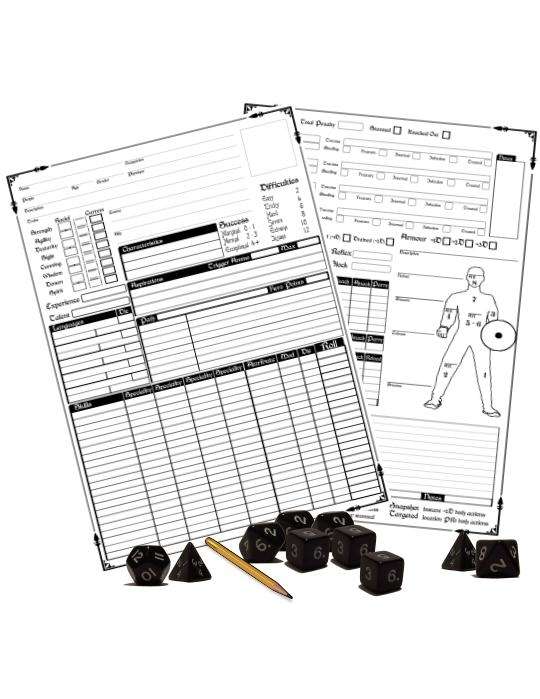 Fantasy Dice Character Sheets - Radical Approach | DriveThruRPG