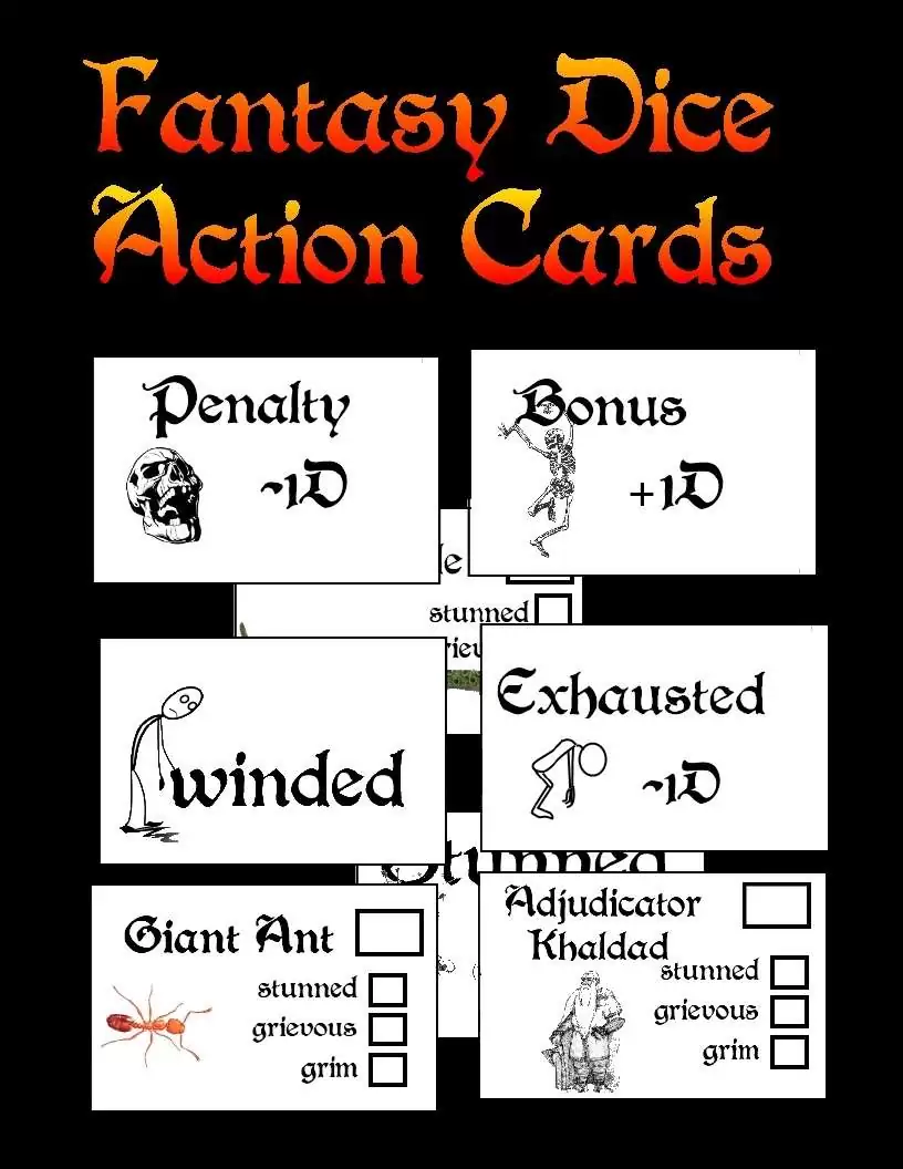 Fantasy Dice Action Cards - Radical Approach | DriveThruRPG