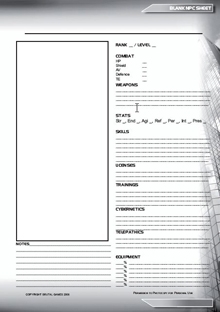 Blank NPC Sheet - Brutal Games | DriveThruRPG